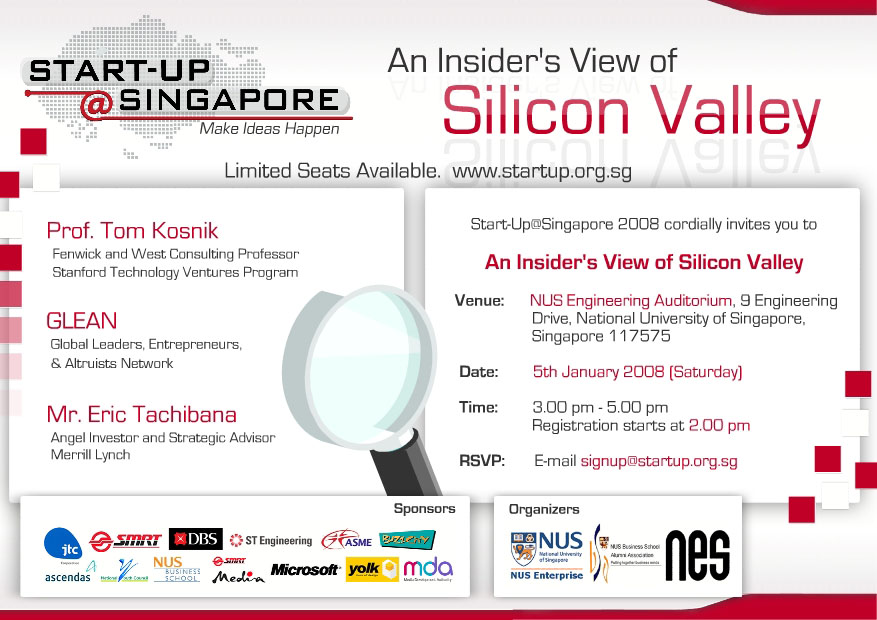 Start-Up@Singapore 2008 An Insider’s View of Silicon Valley