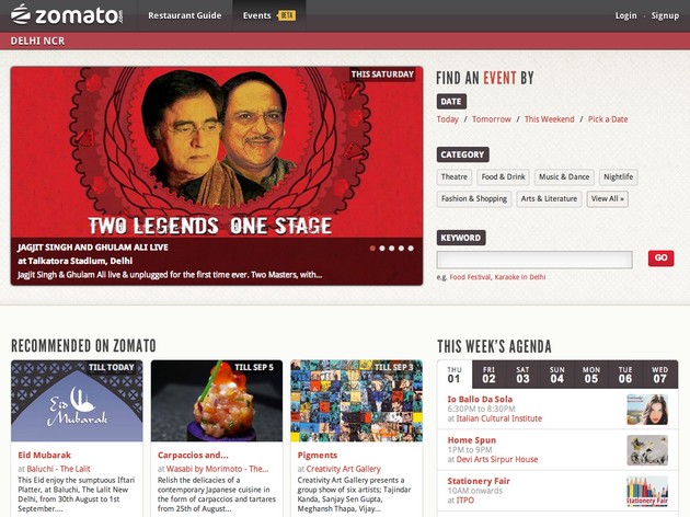 India's Online Restaurant Guide Zomato To List Events