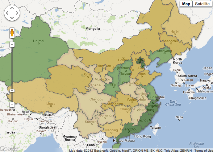 China Internet Penetration Map 2012
