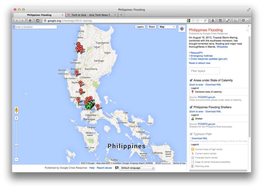 Google crisis response map helps Philippine flood victims