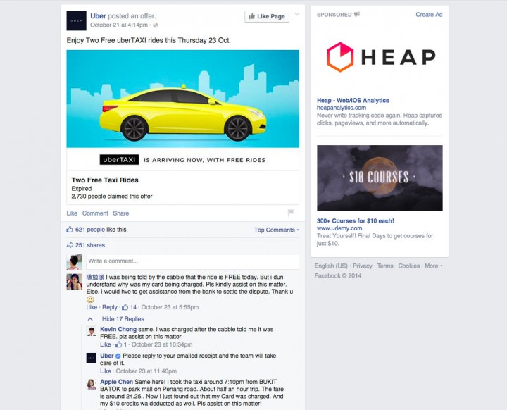 Uber drops the ball with free ride promotion in Singapore - again