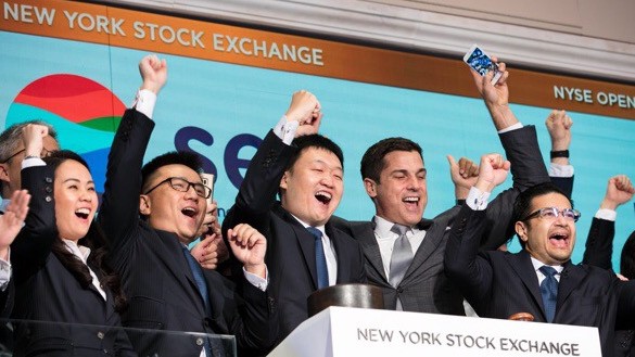 Sea stock has roller-coaster ride on first day of US IPO