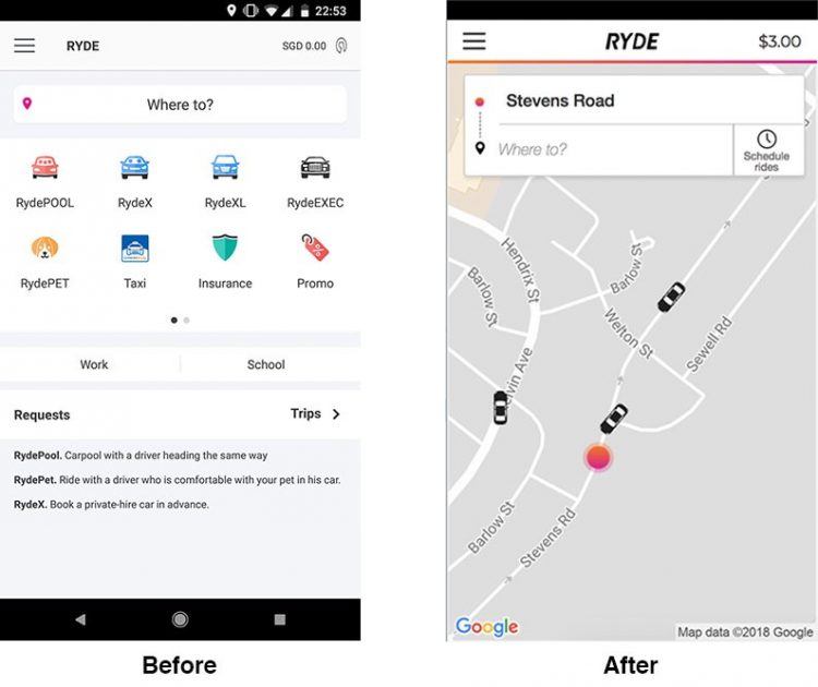 Users are unhappy with Ryde’s app, so we redesigned it