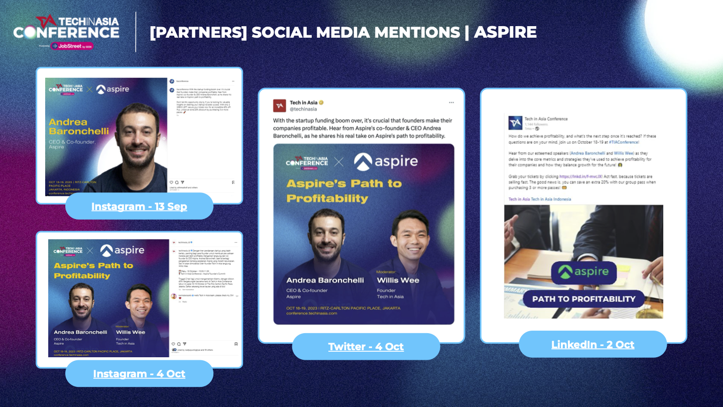 Case study: Aspire’s success empowering entrepreneurs at Tech in Asia Conference 2023 - Tech in Asia